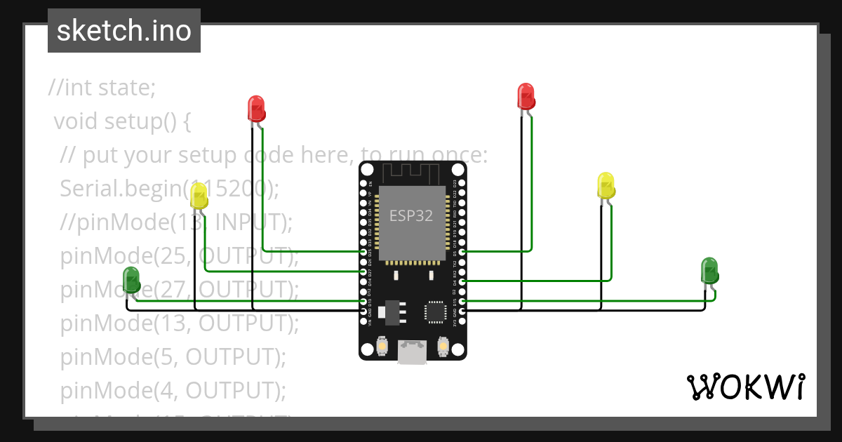 Traffic Light Stimulation Wokwi Esp32 Stm32 Arduino Simulator