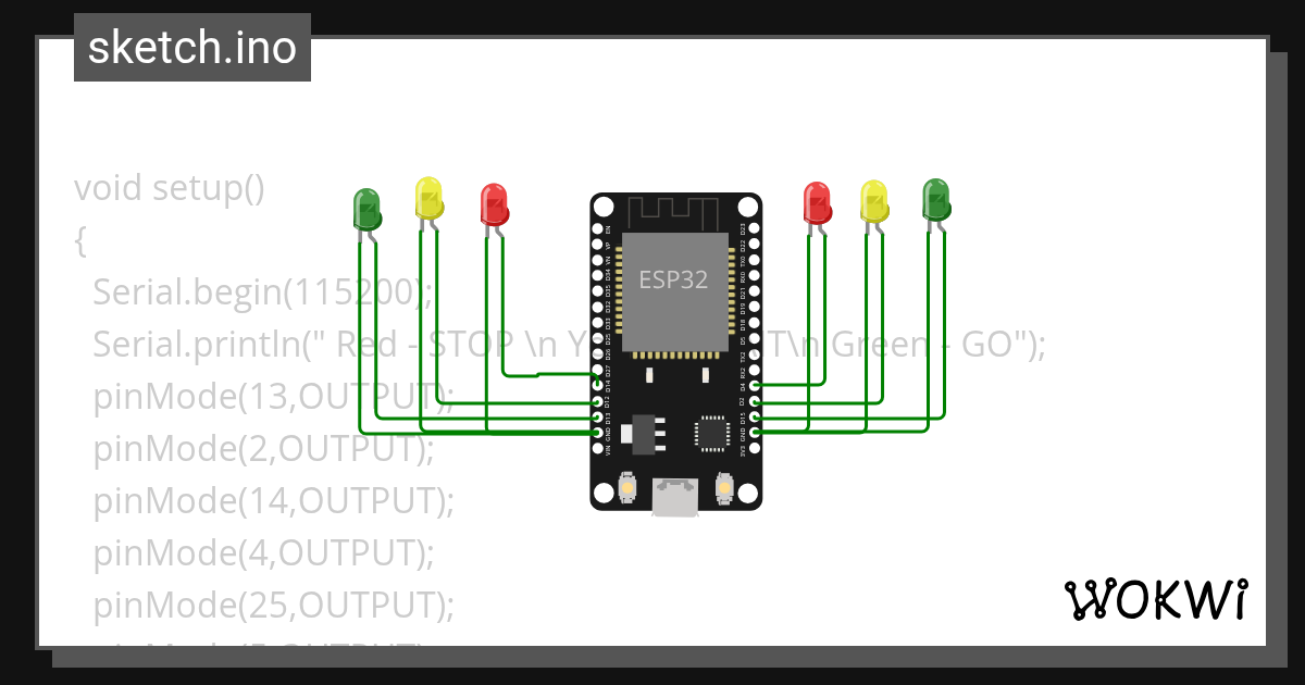 Traffic light2 - Wokwi ESP32, STM32, Arduino Simulator