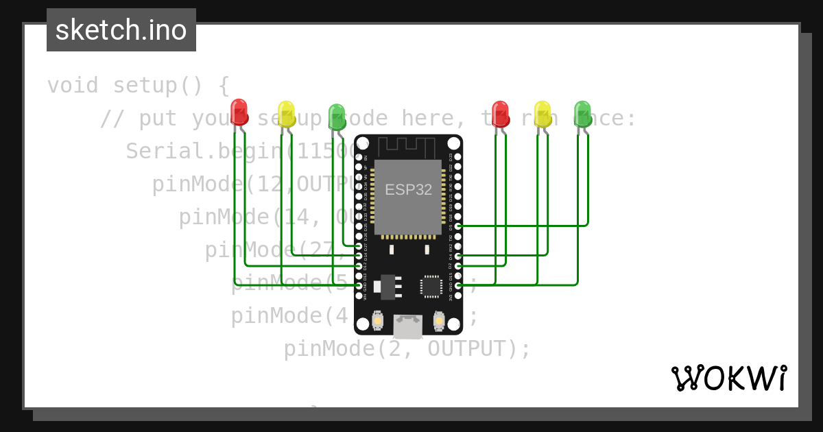 Traffic Light Wokwi Esp32 Stm32 Arduino Simulator 7616