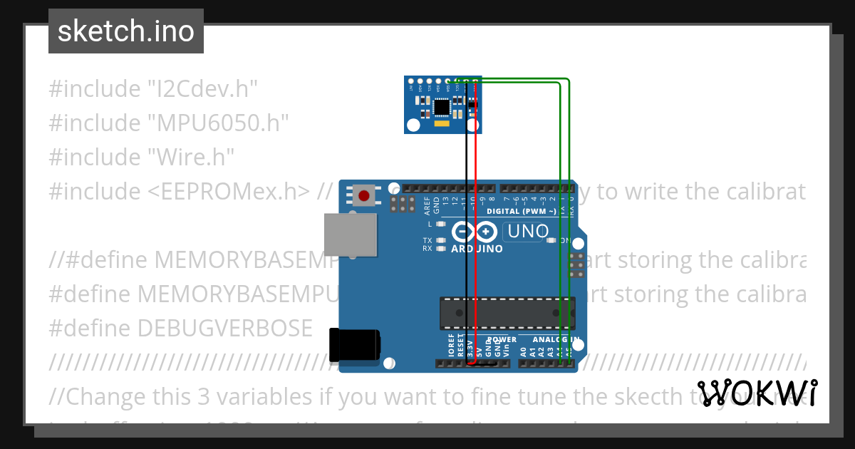 calibration of gyro scope - Wokwi Arduino and ESP32 Simulator