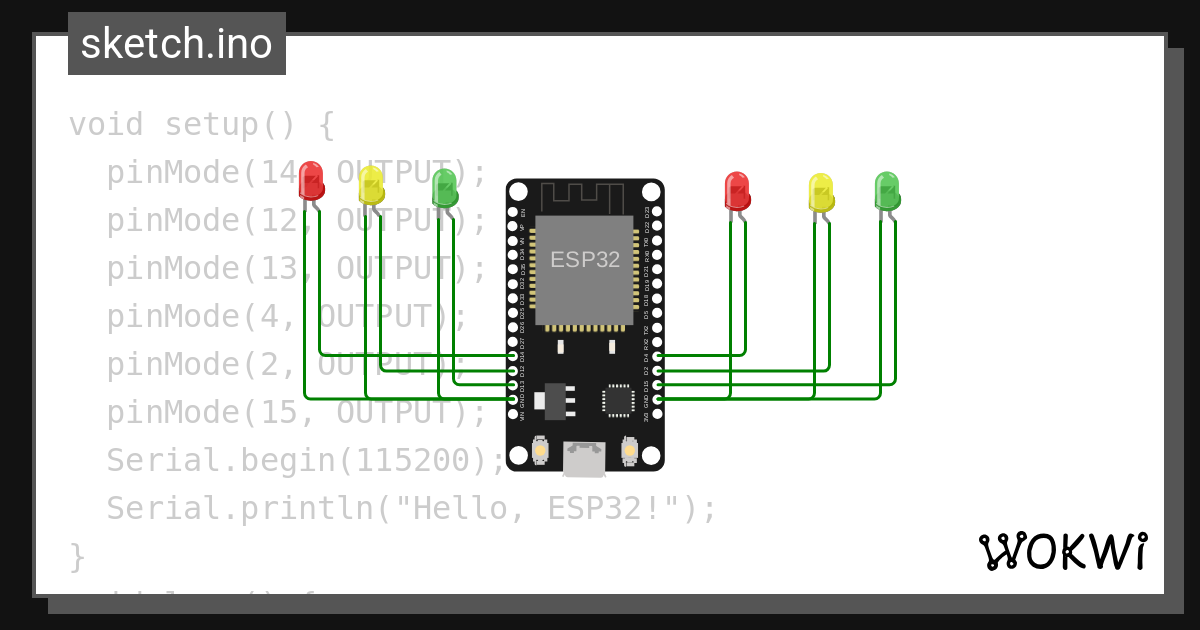 Traffic Light Wokwi Esp32 Stm32 Arduino Simulator 7302