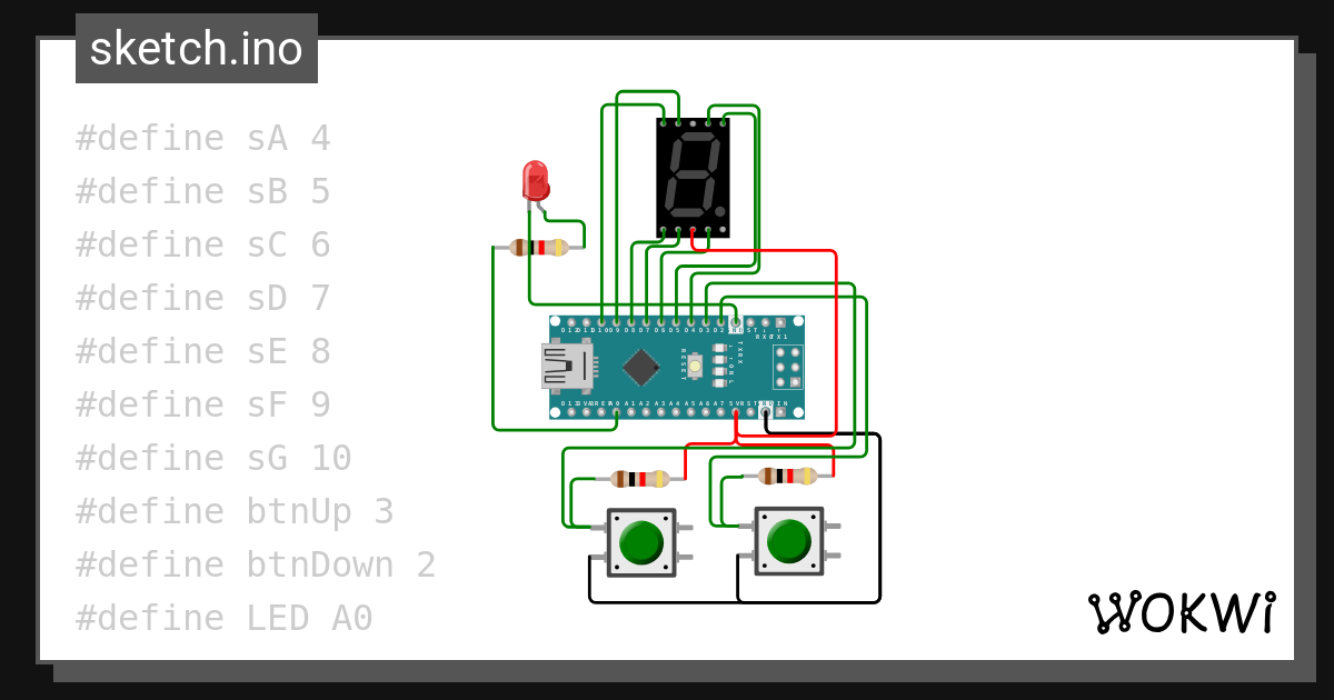 2 Tombol 1 Seven Segment Wokwi Esp32 Stm32 Arduino Simulator 0470