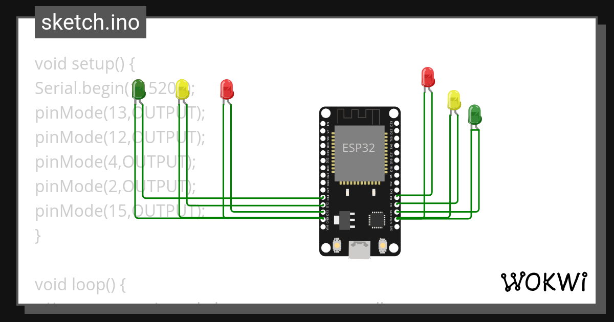 Traffic Signal - Wokwi ESP32, STM32, Arduino Simulator