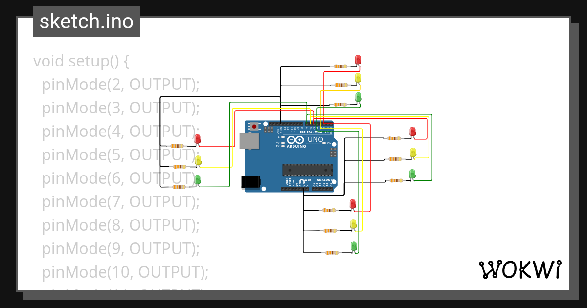 Lampu Lalu lintas 4 Simpang ff - Wokwi ESP32, STM32, Arduino Simulator