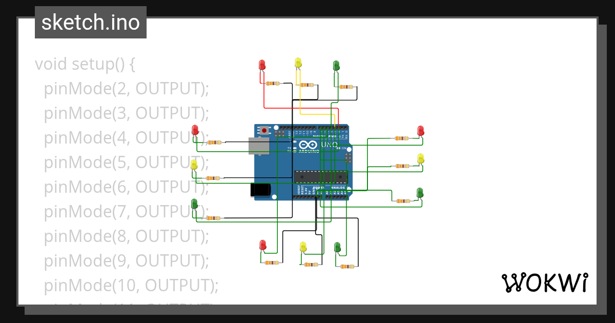 Trafic Light Copy Wokwi Esp32 Stm32 Arduino Simulator 