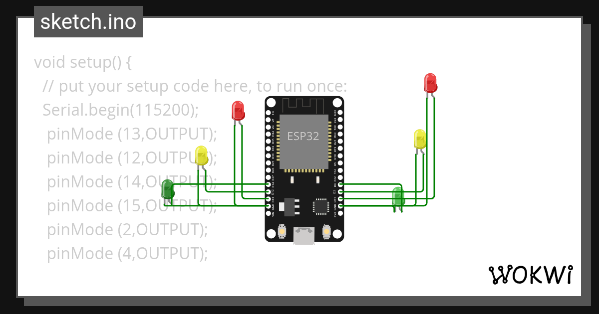 traffic light - Wokwi ESP32, STM32, Arduino Simulator