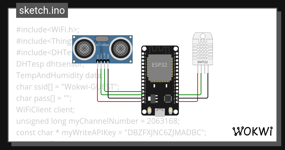dht and ultrasonic - Wokwi ESP32, STM32, Arduino Simulator