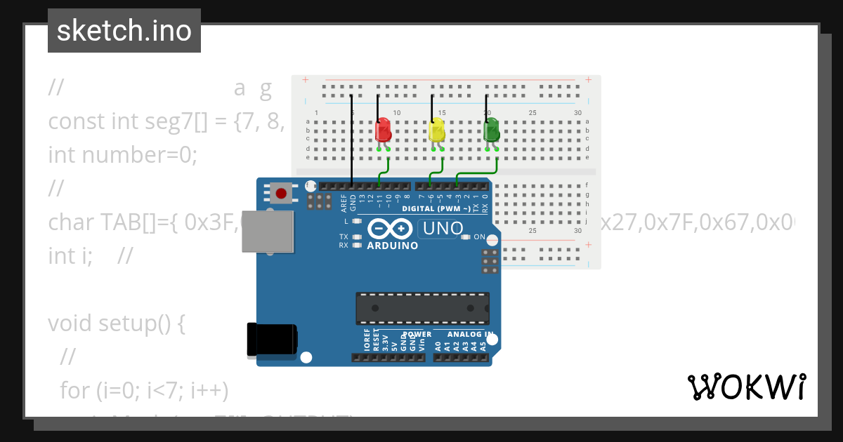 四位元七段顯示器:七段顯示器驅動 Wokwi Esp32 Stm32 Arduino Simulator