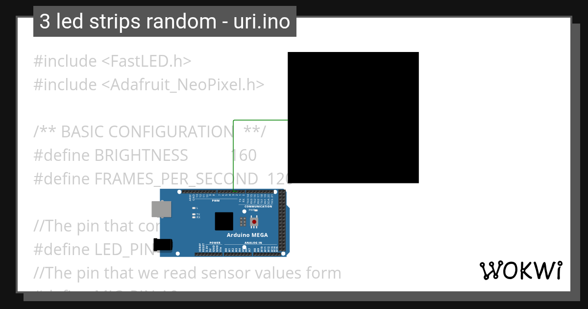 3 led strips random - uri.ino - Wokwi ESP32, STM32, Arduino Simulator