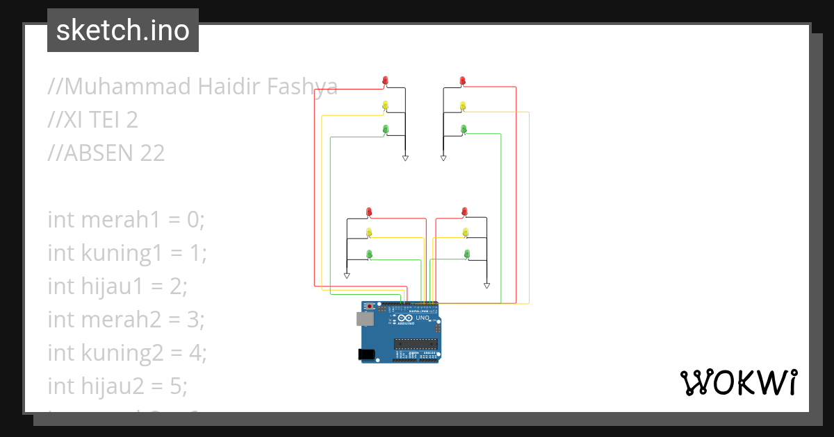 Traffic Light 4 Jalur Wokwi Esp32 Stm32 Arduino Simulator 3780