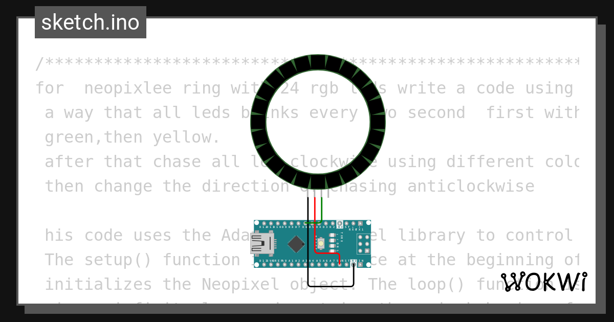 Neopixle24 Blinking And Chasing Wokwi Esp32 Stm32 Arduino Simulator 8085