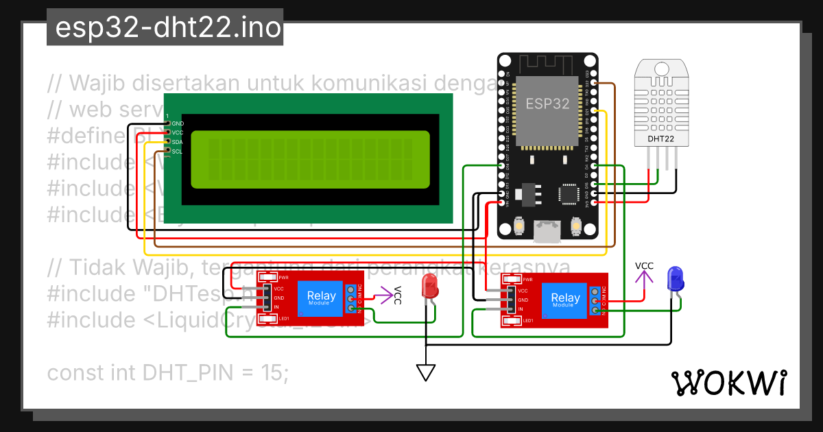 Sensor Suhu & Kelembaban - Wokwi ESP32, STM32, Arduino Simulator
