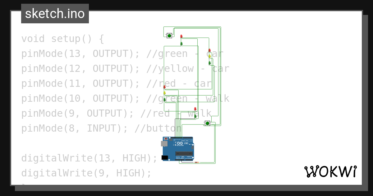 Semafor 2auto 2chodec Button Wokwi Esp32 Stm32 Arduino Simulator 0029