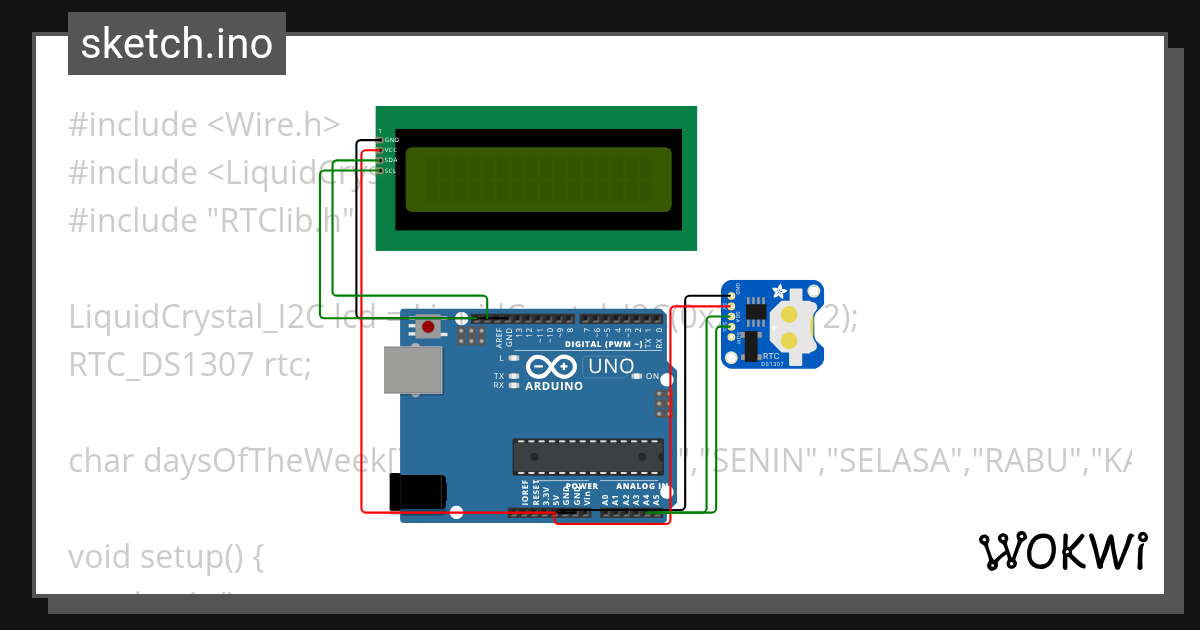 RTC +LCD projek farhan - Wokwi ESP32, STM32, Arduino Simulator