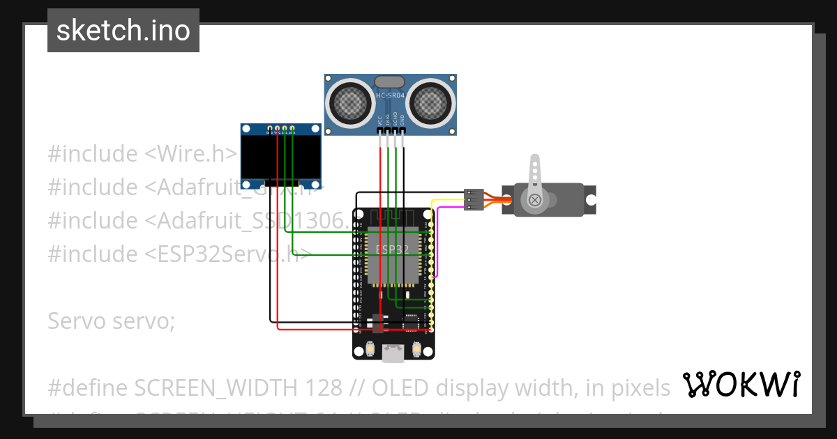 Servo with ultrasonic - Wokwi ESP32, STM32, Arduino Simulator