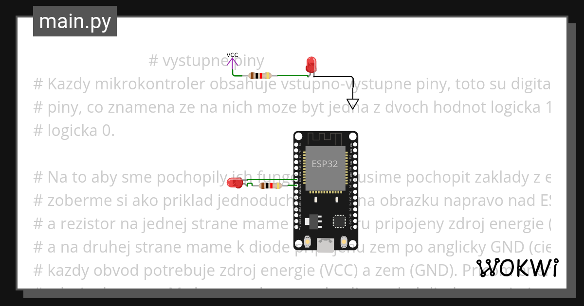 1. vystupne piny - Wokwi Arduino and ESP32 Simulator