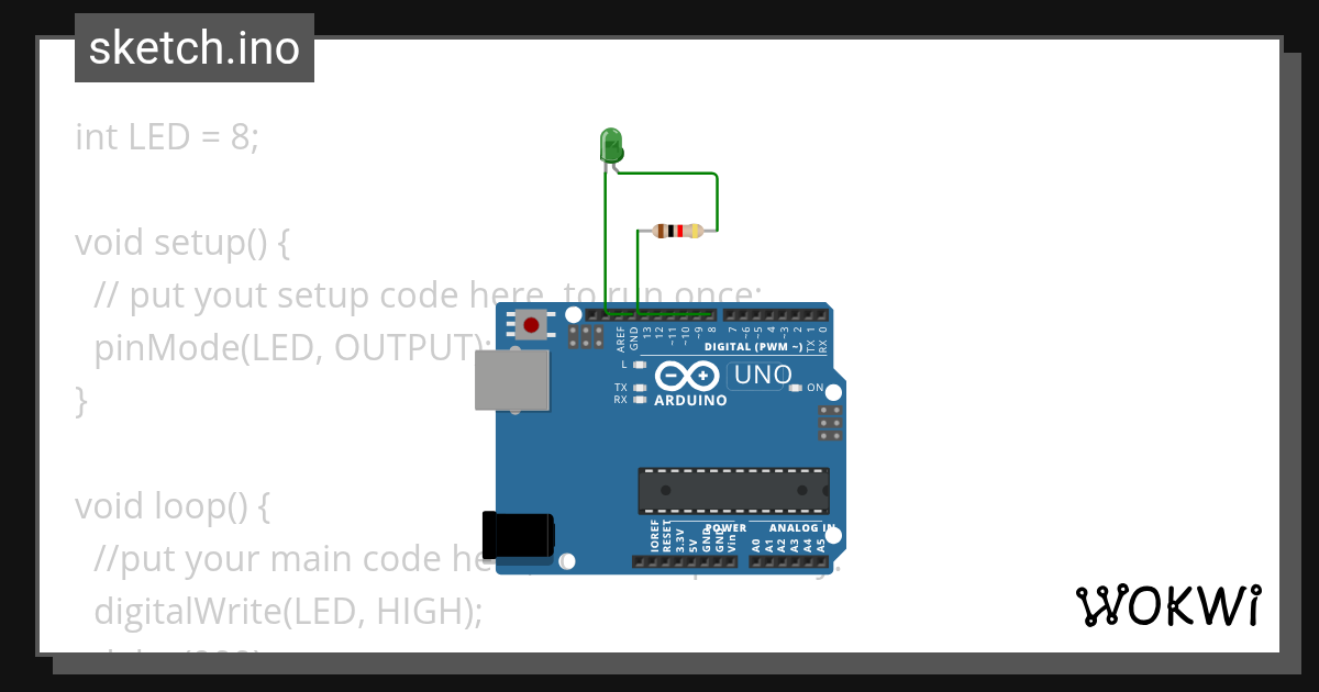 FLASHING LED - Wokwi ESP32, STM32, Arduino Simulator