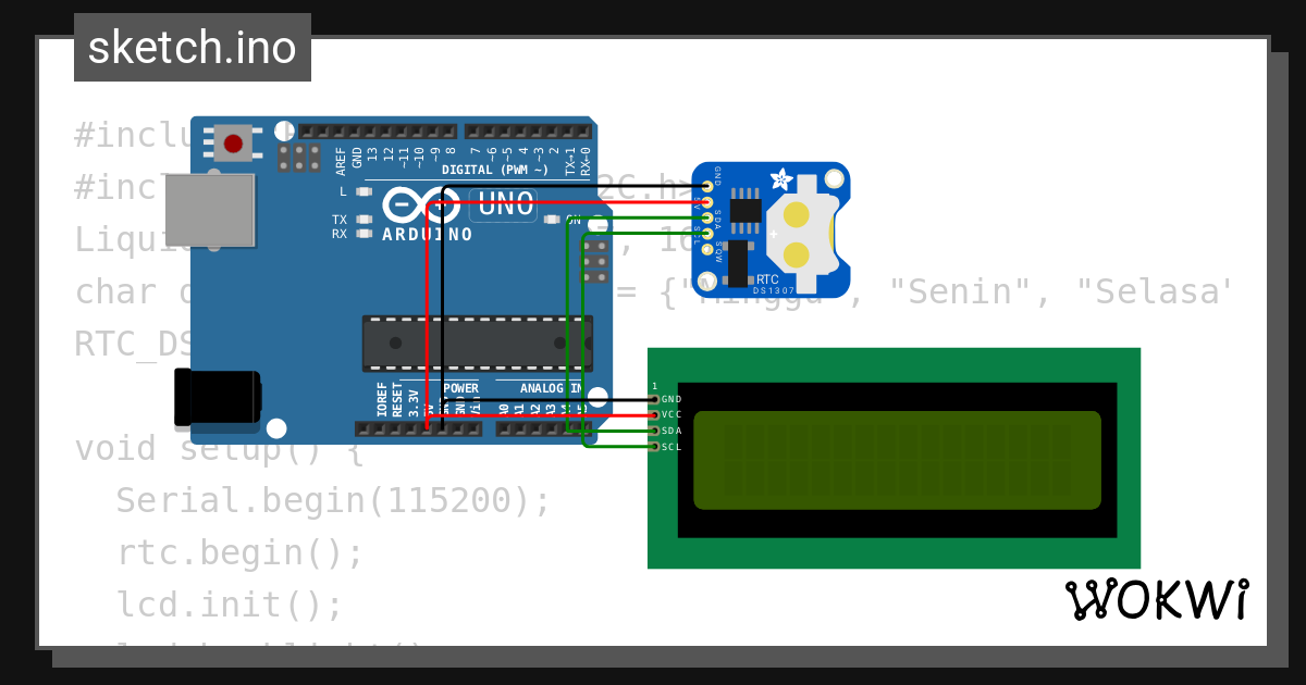 Rtc X Lcd 16x2 I2c Wokwi Esp32 Stm32 Arduino Simulator