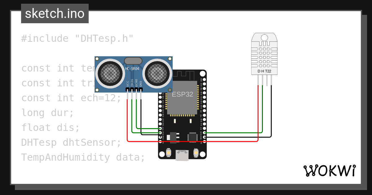 Ultra Sonic Sensor And Dht Wokwi Esp32 Stm32 Arduino Simulator 5968
