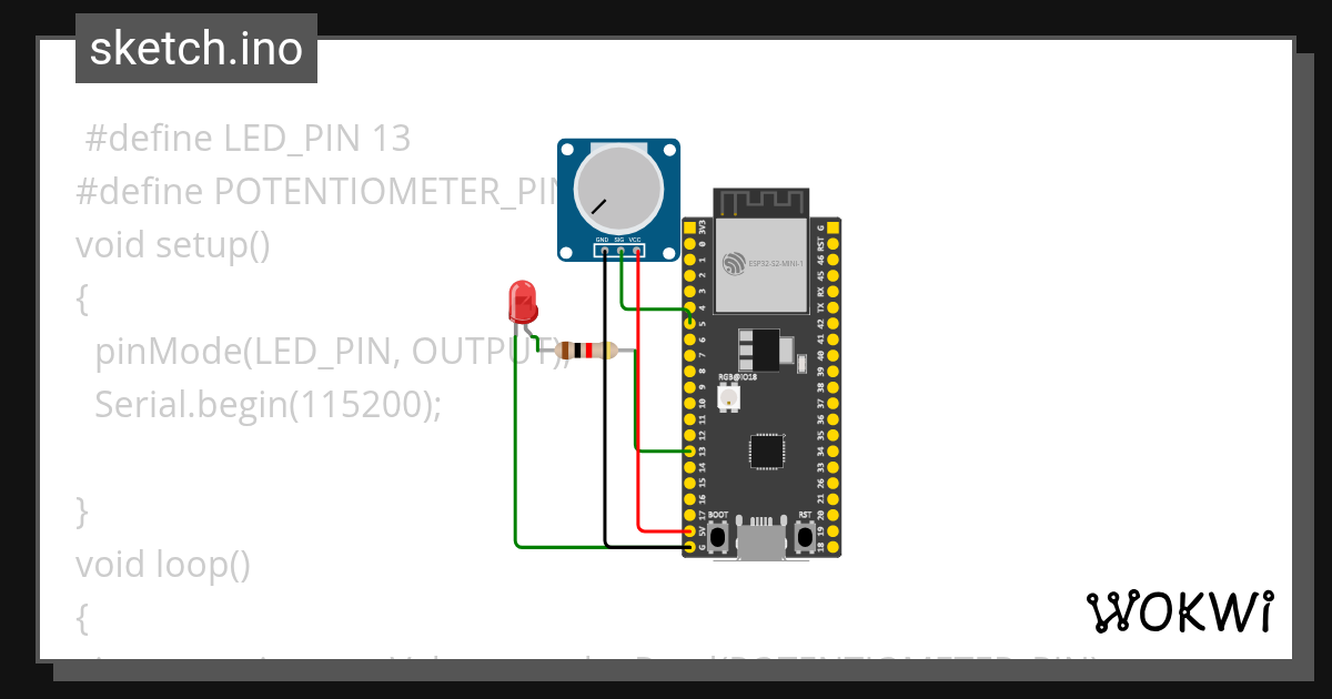 Pot And Led Wokwi Esp32 Stm32 Arduino Simulator 3310