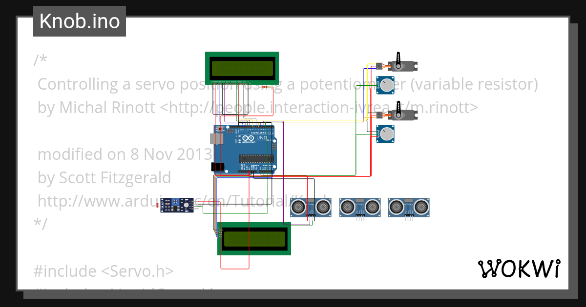 Photo Ultra Servo with LCD - Wokwi ESP32, STM32, Arduino Simulator