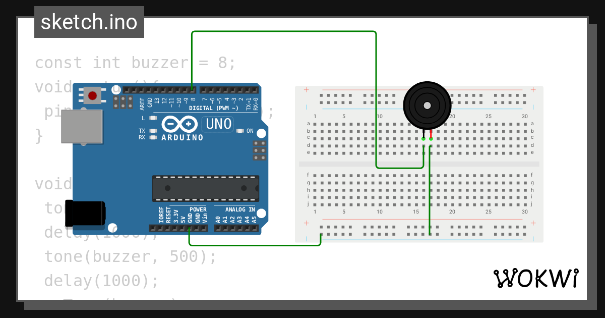 Percobaan 1 Kontrol Buzzer Wokwi Esp32 Stm32 Arduino Simulator