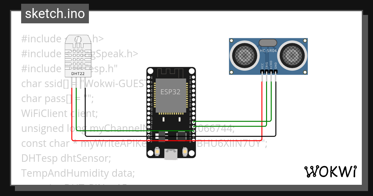 DHT and ultra 2 - Wokwi ESP32, STM32, Arduino Simulator