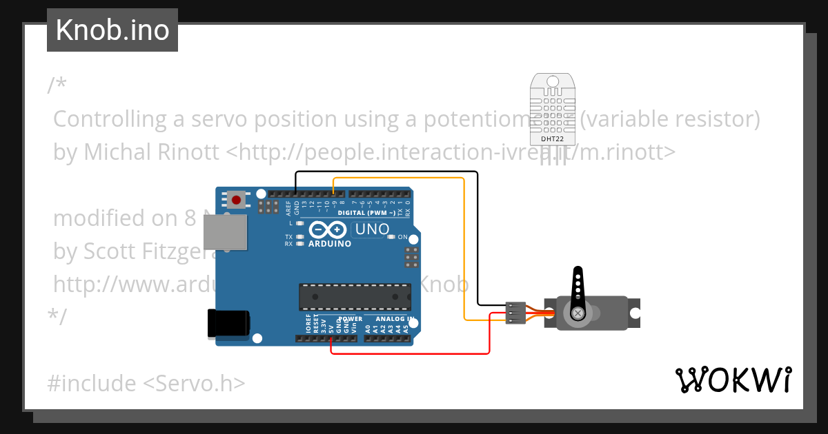 Knob_DHT.ino - Wokwi ESP32, STM32, Arduino Simulator