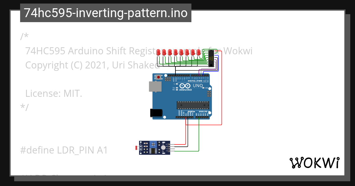 LDR Multiplex LED - Wokwi ESP32, STM32, Arduino Simulator
