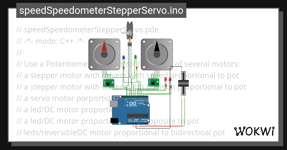 speedSpeedometerStepperServo.ino Copy - Wokwi ESP32, STM32, Arduino Simulator