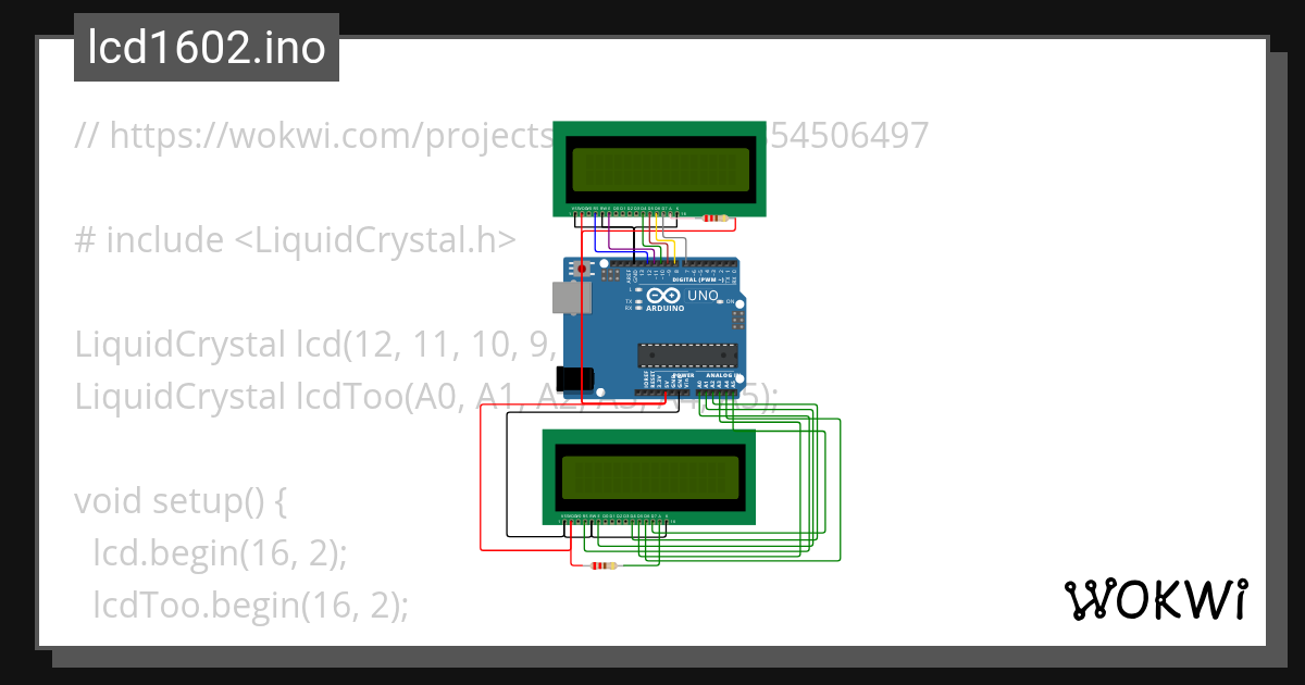 lcd1602.ino - Wokwi ESP32, STM32, Arduino Simulator