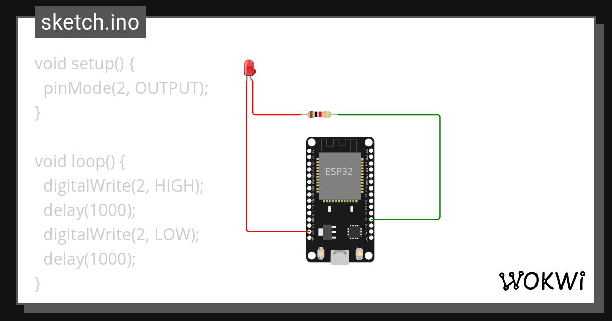Simulasi 1_LED Traffic - Wokwi ESP32, STM32, Arduino Simulator