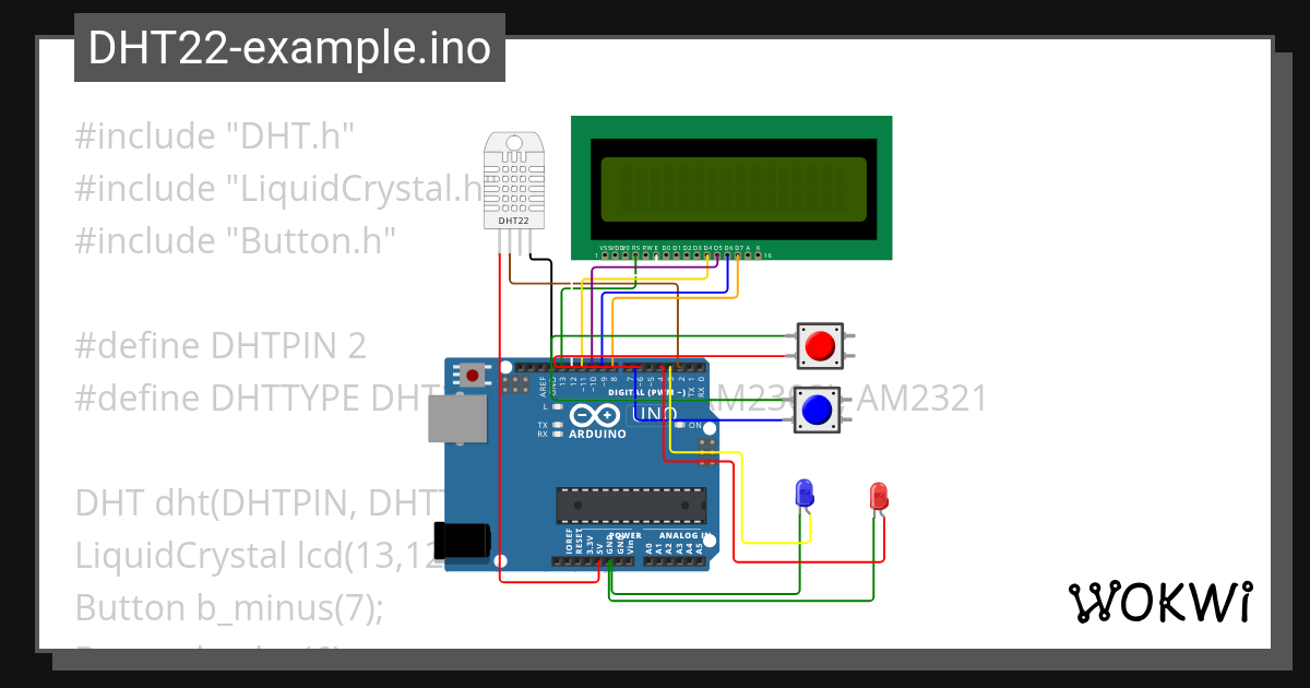 LCD_DHT22_Buttons - Wokwi ESP32, STM32, Arduino Simulator