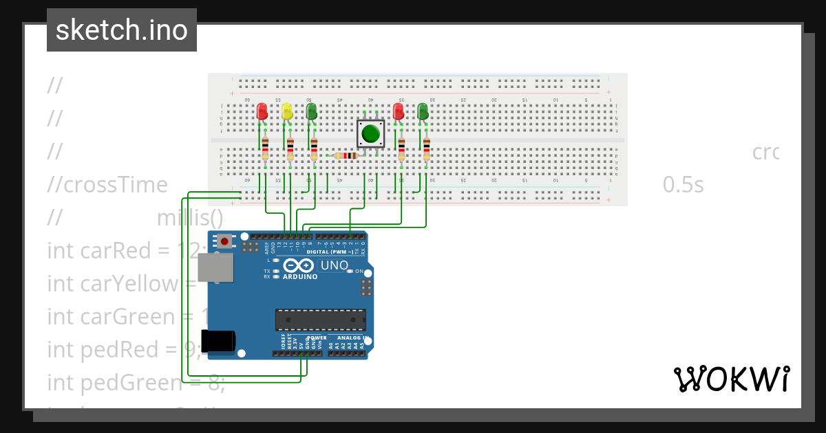 互动式交通信号灯 Wokwi Esp32 Stm32 Arduino Simulator 5273