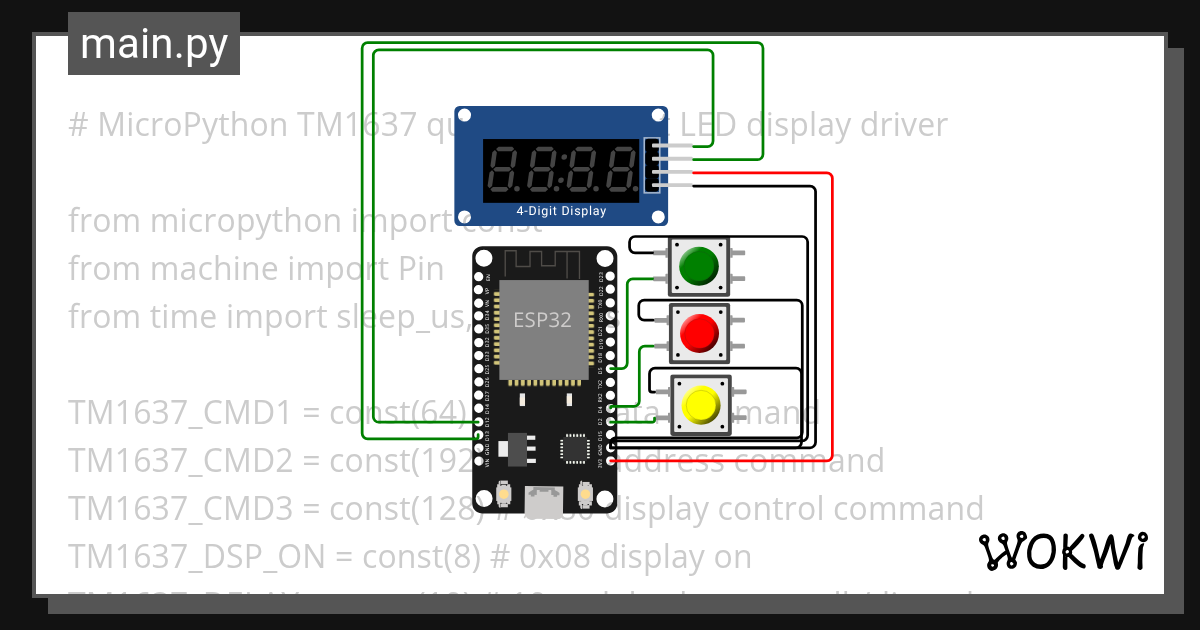 Tm1637_demo - Wokwi ESP32, STM32, Arduino Simulator