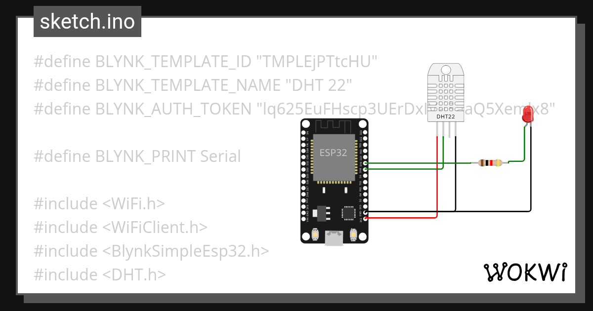 Sensor DHT 22 - Wokwi ESP32, STM32, Arduino Simulator