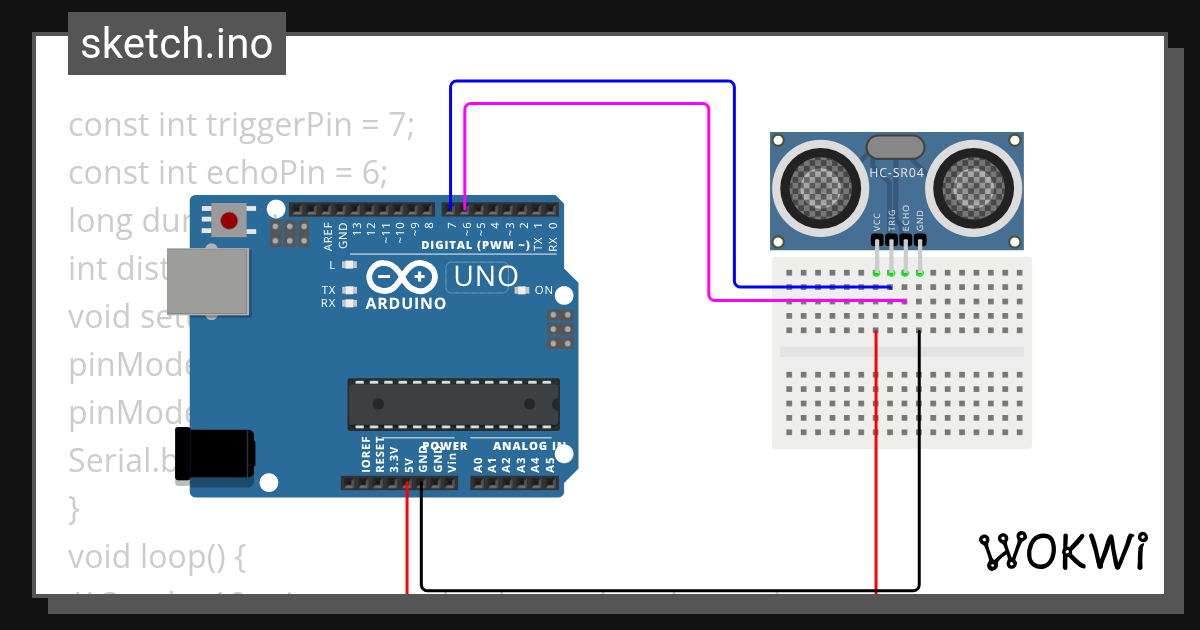 PROGRAM 2 ULTRASONIC - Wokwi ESP32, STM32, Arduino Simulator