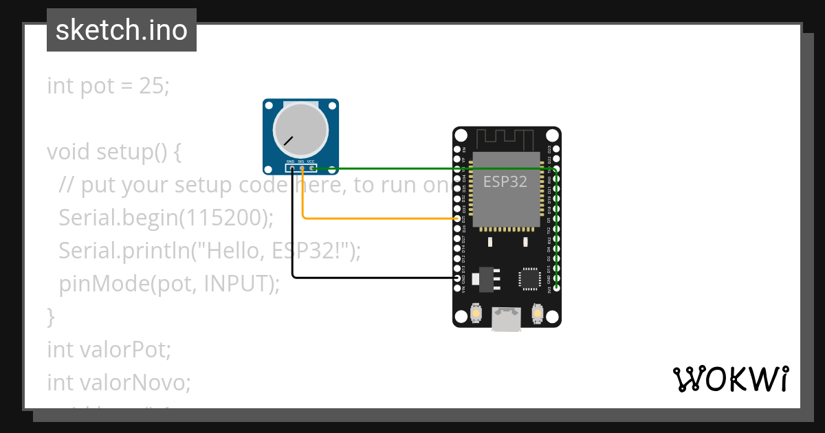 Potenciometro Wokwi Esp32 Stm32 Arduino Simulator 