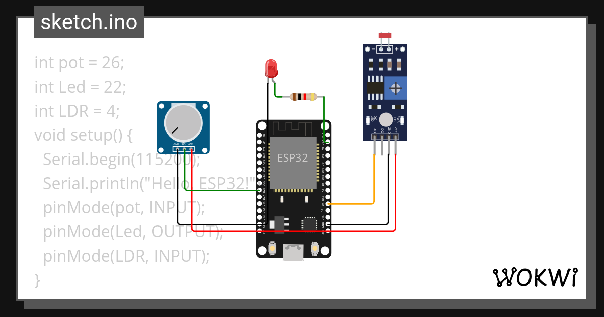 Potenciometro - Wokwi ESP32, STM32, Arduino Simulator