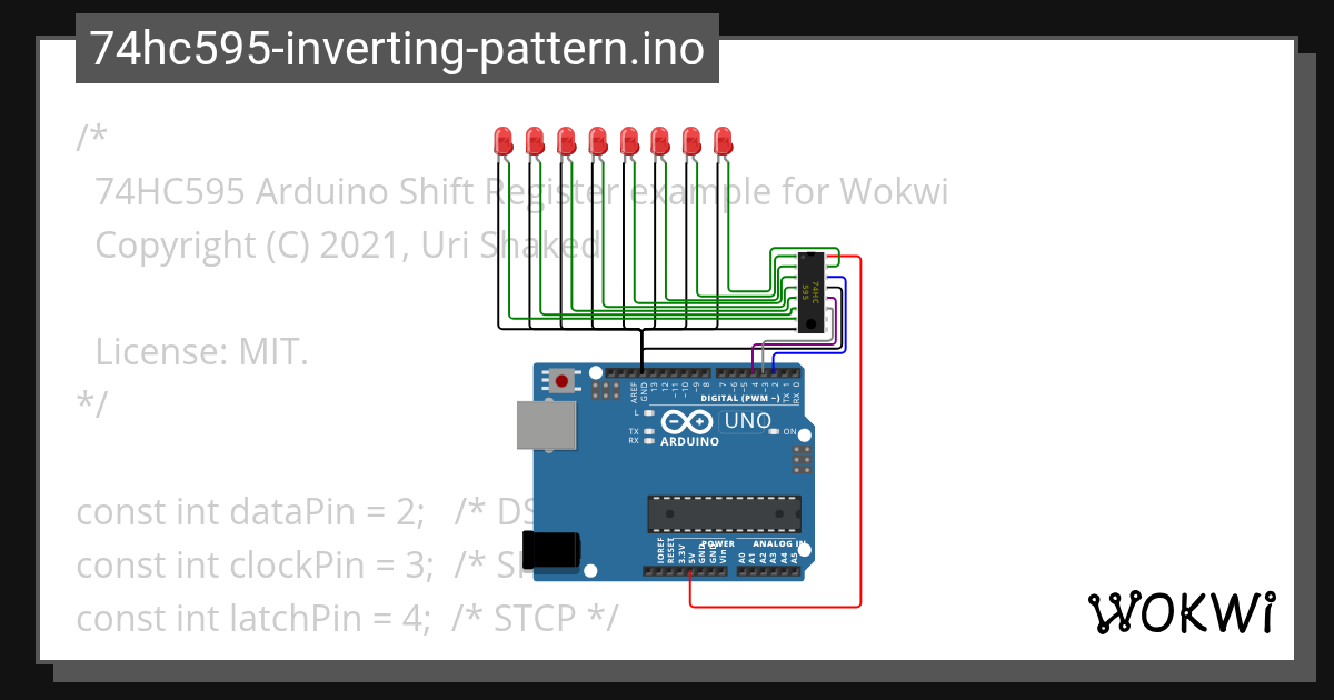 74hs595 Led Matrix Wokwi Esp32 Stm32 Arduino Simulator