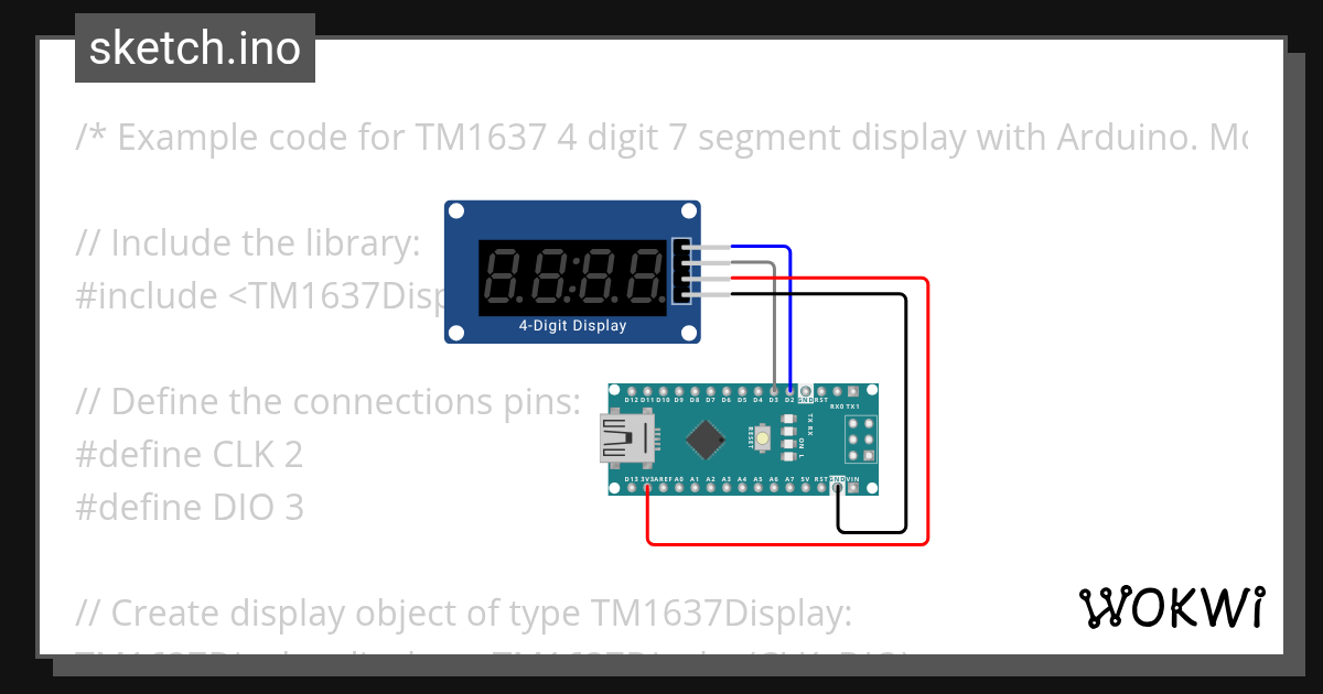 Nano-TM1637 - Wokwi ESP32, STM32, Arduino Simulator