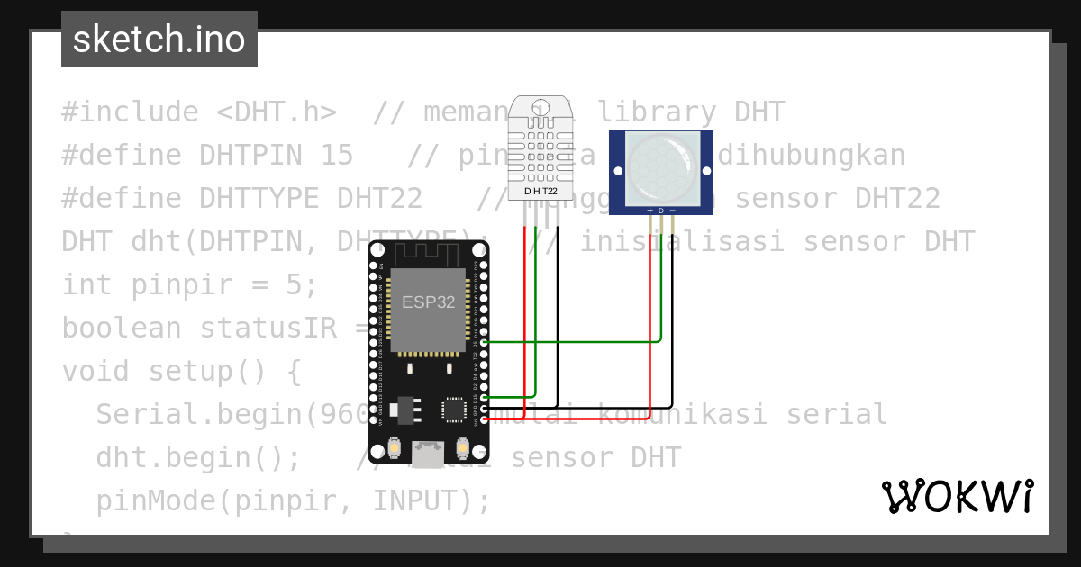 Dht 22 Dan Pir Wokwi Esp32 Stm32 Arduino Simulator 5666