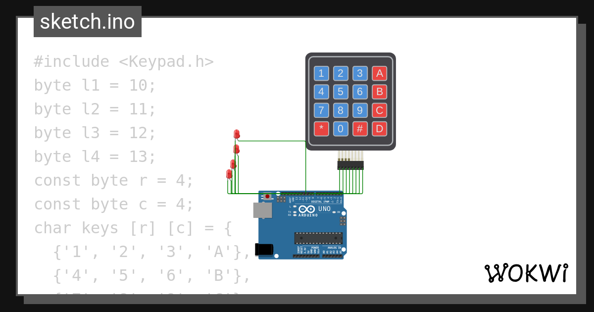 Keypad Led4 Wokwi Esp32 Stm32 Arduino Simulator