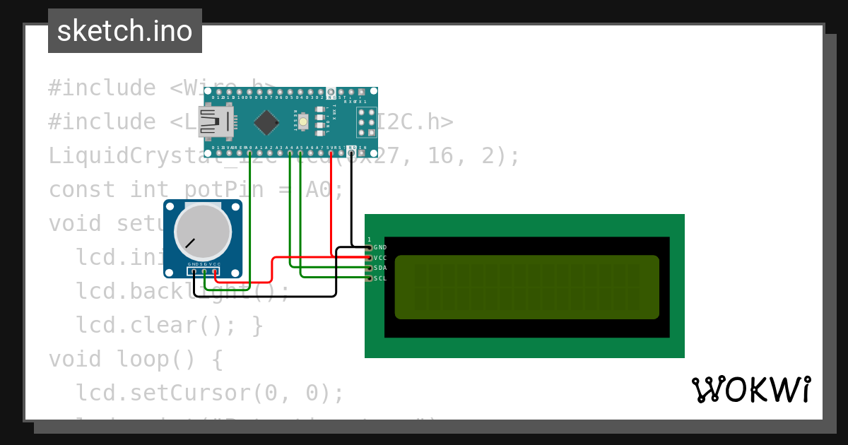 потенциометр и 1602 Wokwi Esp32 Stm32 Arduino Simulatorenc 7907