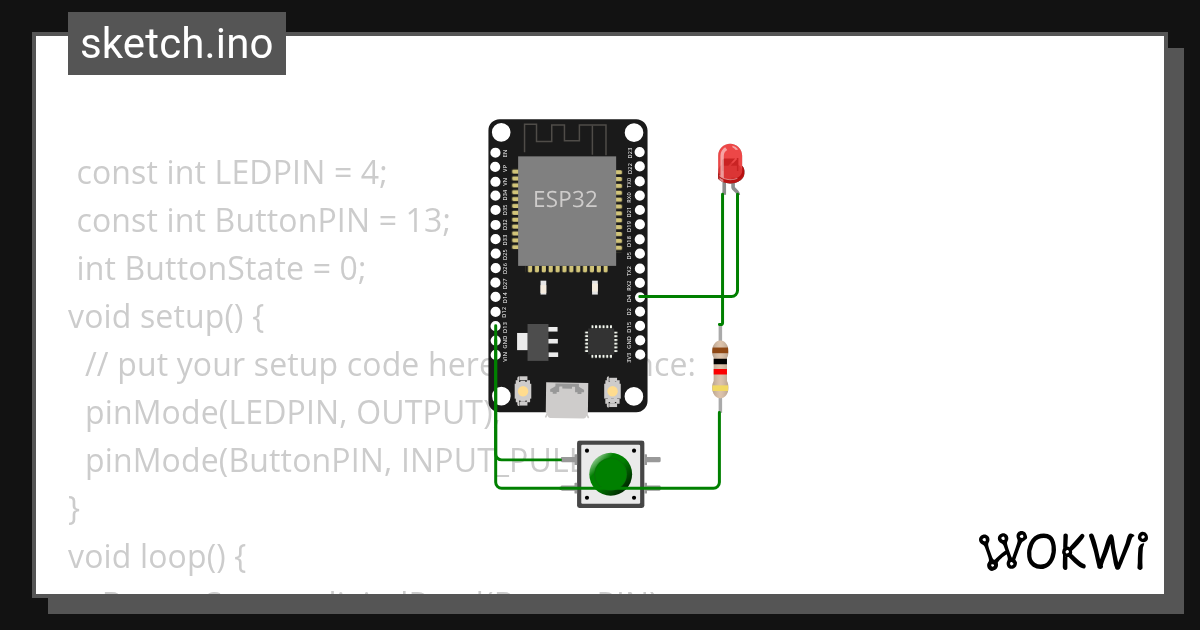 Button Blinking LED - Wokwi ESP32, STM32, Arduino Simulator