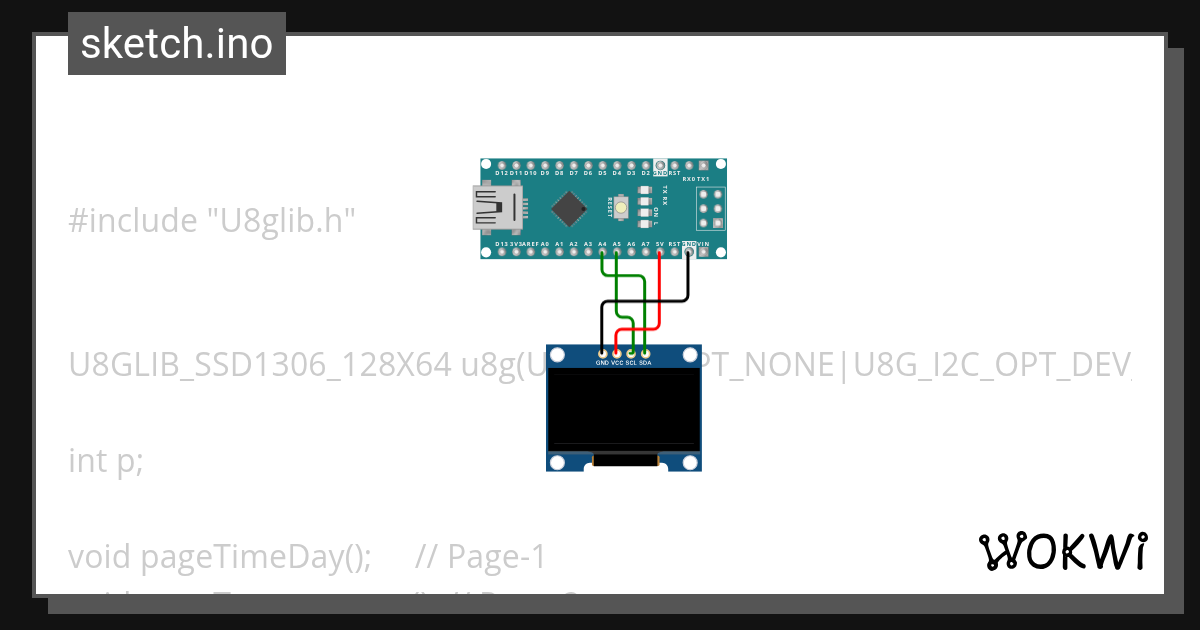 oled U8glib multipages voidleri deiskene koymak - Wokwi ESP32, STM32, Arduino Simulator