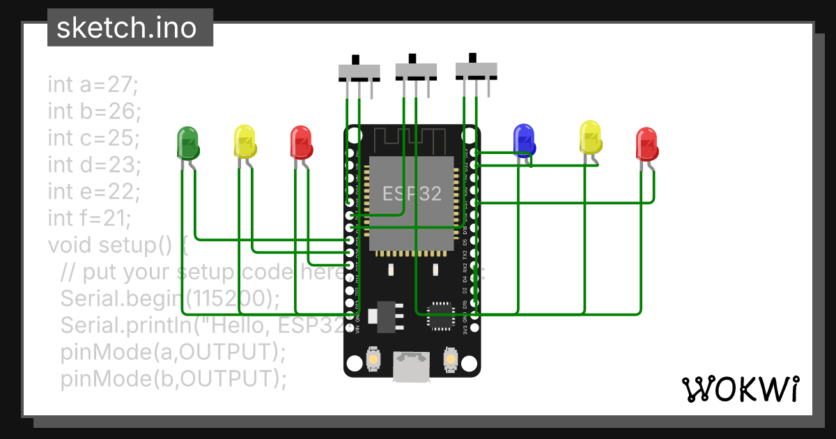 switch with traffic - Wokwi ESP32, STM32, Arduino Simulator
