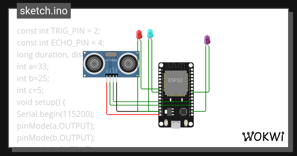 ULTRASONIC - Wokwi ESP32, STM32, Arduino Simulator