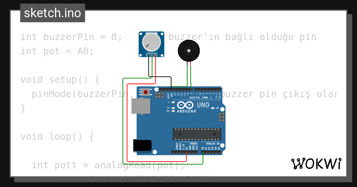 Potansiyometre Ile Buzzer çalma Wokwi Esp32 Stm32 Arduino Simulator 8566