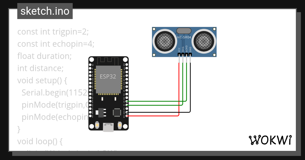 Ultrasonic Sensor - Wokwi ESP32, STM32, Arduino Simulator